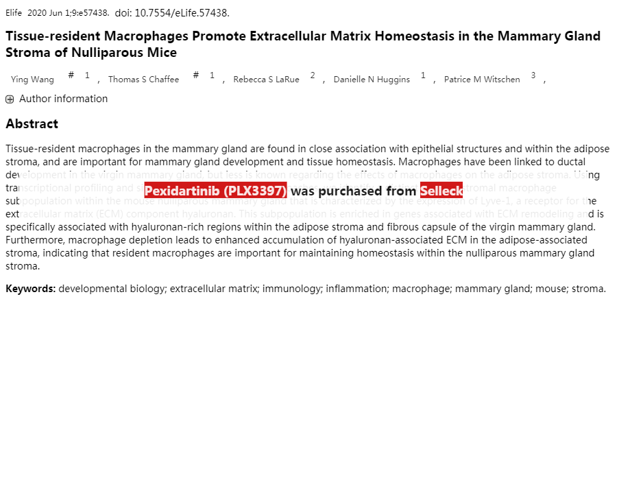 Pexidartinib (PLX3397) | CSF-1R 抑制剂 | 现货供应 | 美国品牌 | 免费采购电话400-668-6834