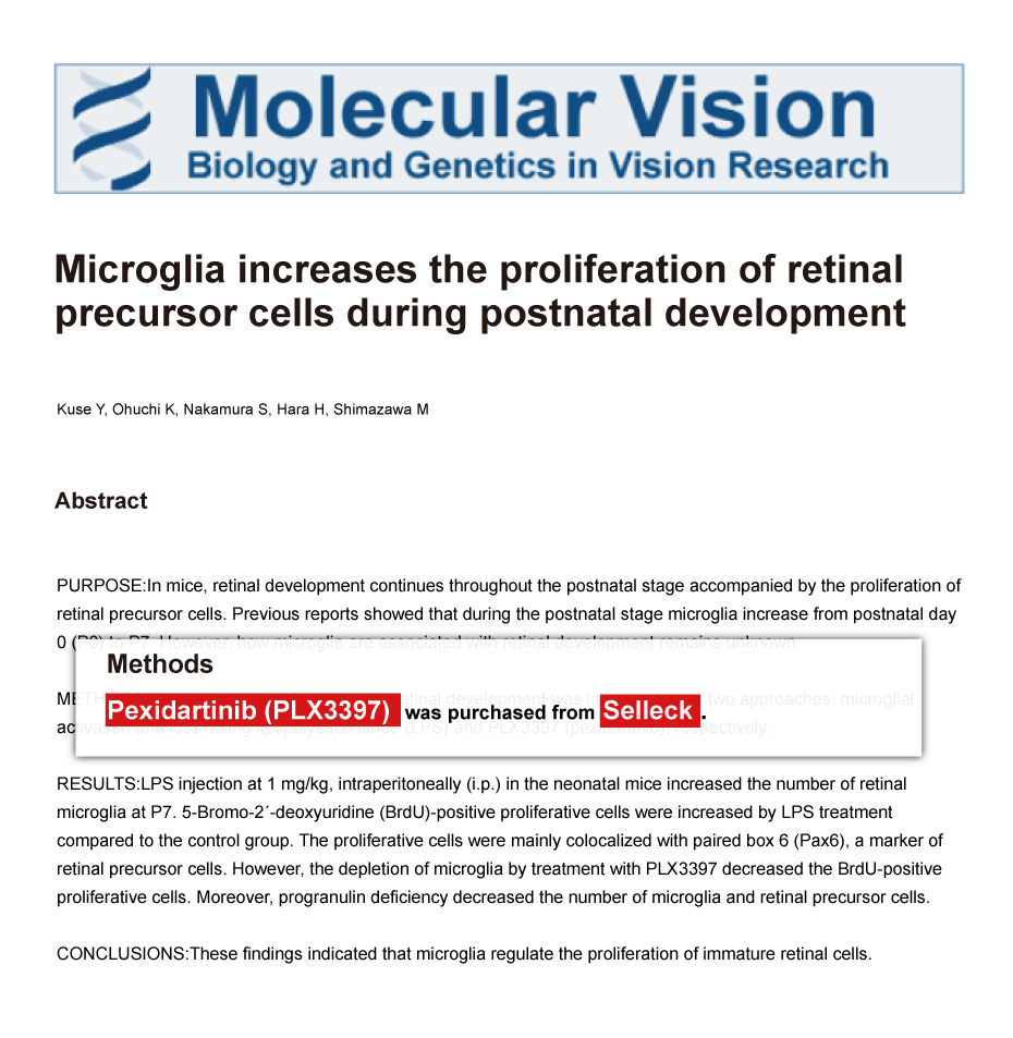 Pexidartinib (PLX3397) | CSF-1R 抑制剂 | 现货供应 | 美国品牌 | 免费采购电话400-668-6834