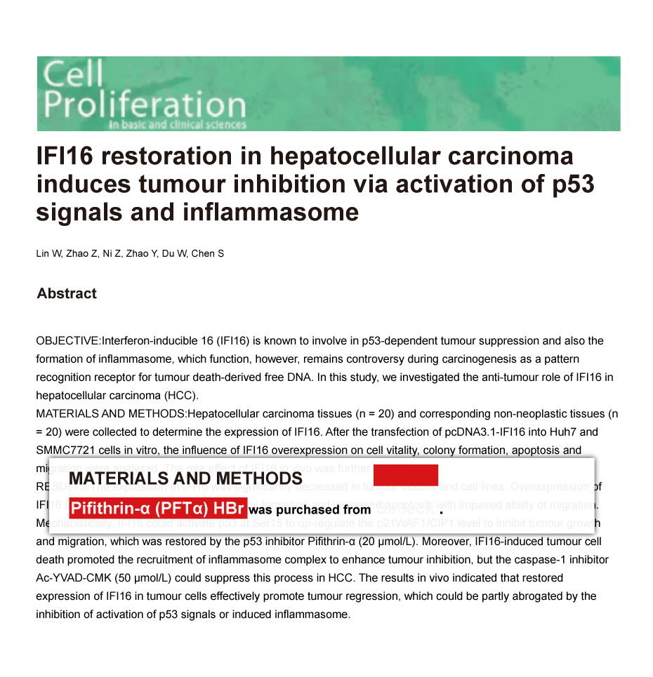 Pifithrin-α (PFTα) HBr | 购买p53 抑制剂 - Selleck