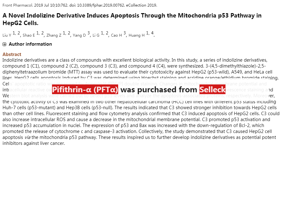 Pifithrin-α (PFTα) HBr | 购买p53 抑制剂 - Selleck