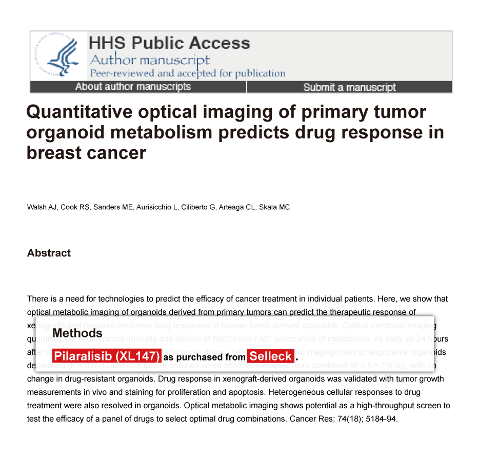 Pilaralisib (XL147) | PI3K 抑制剂 | 现货供应 | 美国品牌 | 免费采购电话400-668-6834