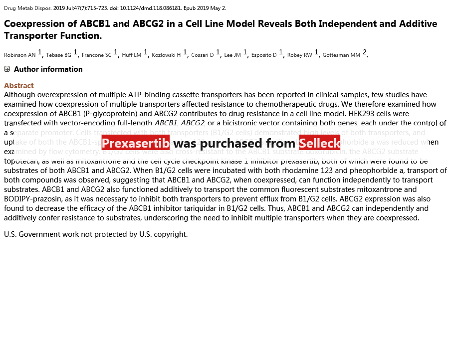 Prexasertib HCl (LY2606368) | Chk 抑制剂 | 现货供应 | 美国品牌 | 免费采购电话400-668-6834