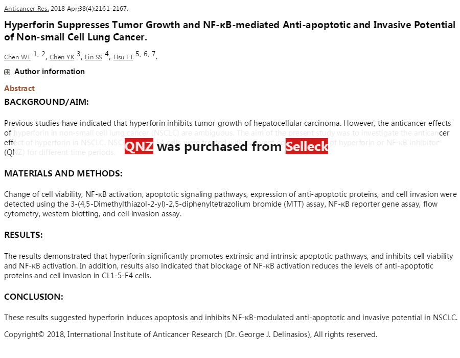 QNZ (EVP4593) | 购买NF-κB 抑制剂 - Selleck