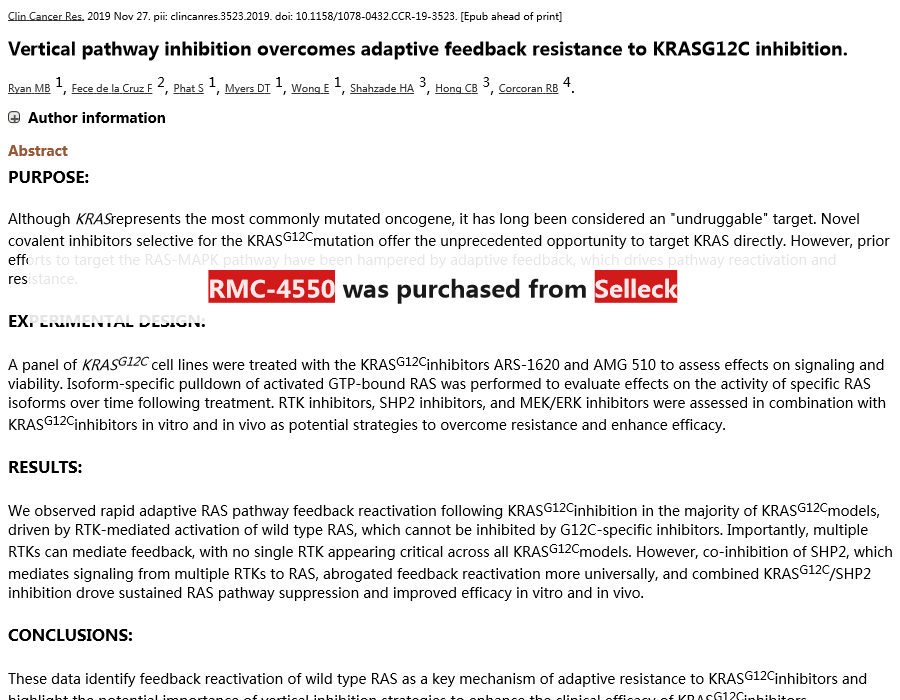 RMC-4550 | phosphatase 抑制剂 | 现货供应 | 美国品牌 | 免费采购电话400-668-6834