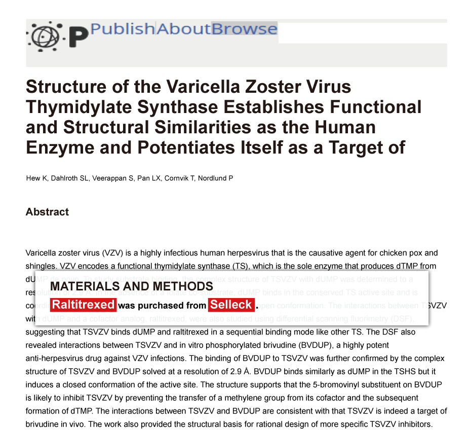 Raltitrexed | Thymidylate Synthase 抑制剂 | 现货供应 | 美国品牌 | 免费采购电话400-668-6834