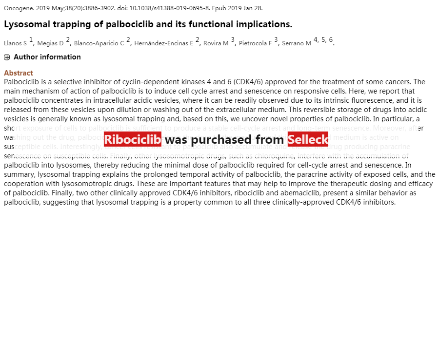 Ribociclib (LEE011) | 购买CDK 抑制剂 - Selleck