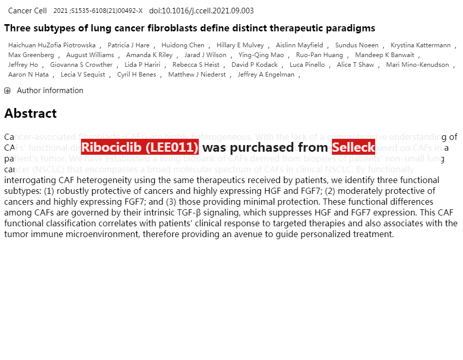 Ribociclib (LEE011) | 购买CDK 抑制剂 - Selleck