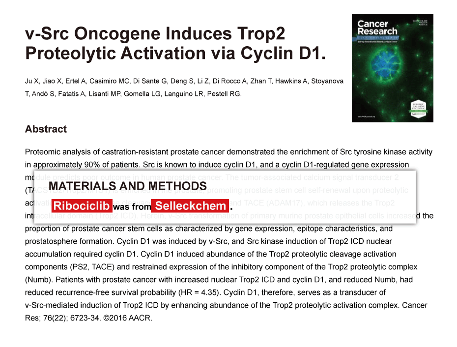 Ribociclib (LEE011) | 购买CDK 抑制剂 - Selleck