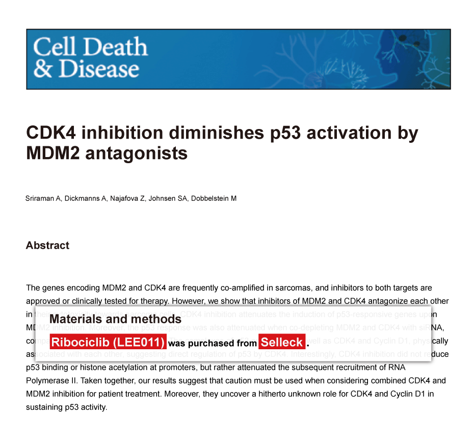 Ribociclib (LEE011) | 购买CDK 抑制剂 - Selleck
