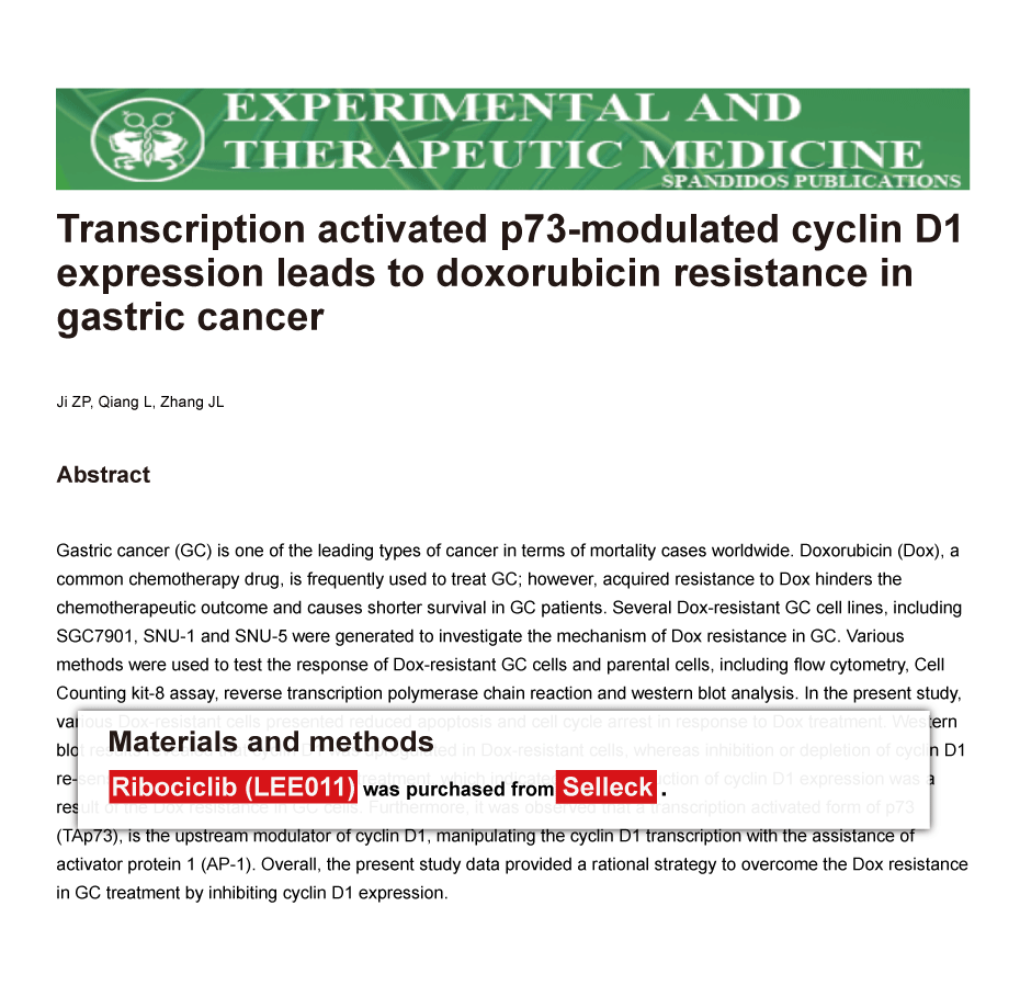 Ribociclib (LEE011) | 购买CDK 抑制剂 - Selleck