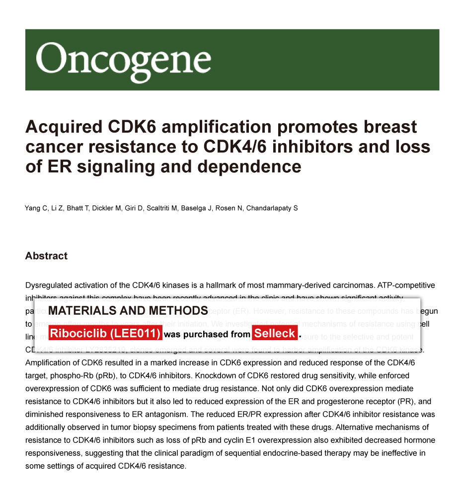 Ribociclib (LEE011) | 购买CDK 抑制剂 - Selleck