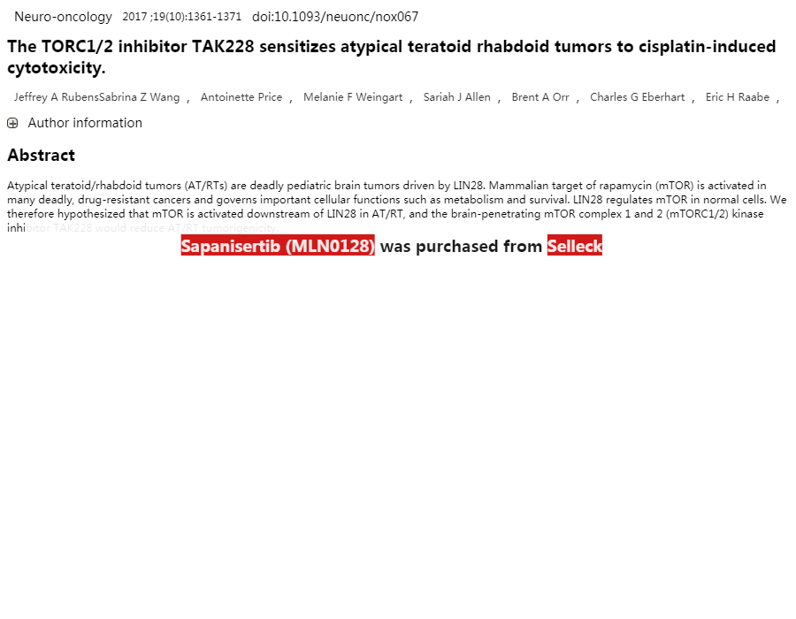 Sapanisertib (MLN0128) | 购买mTOR 抑制剂 - Selleck