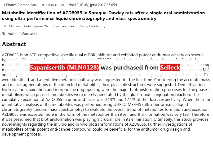 Sapanisertib (MLN0128) | 购买mTOR 抑制剂 - Selleck