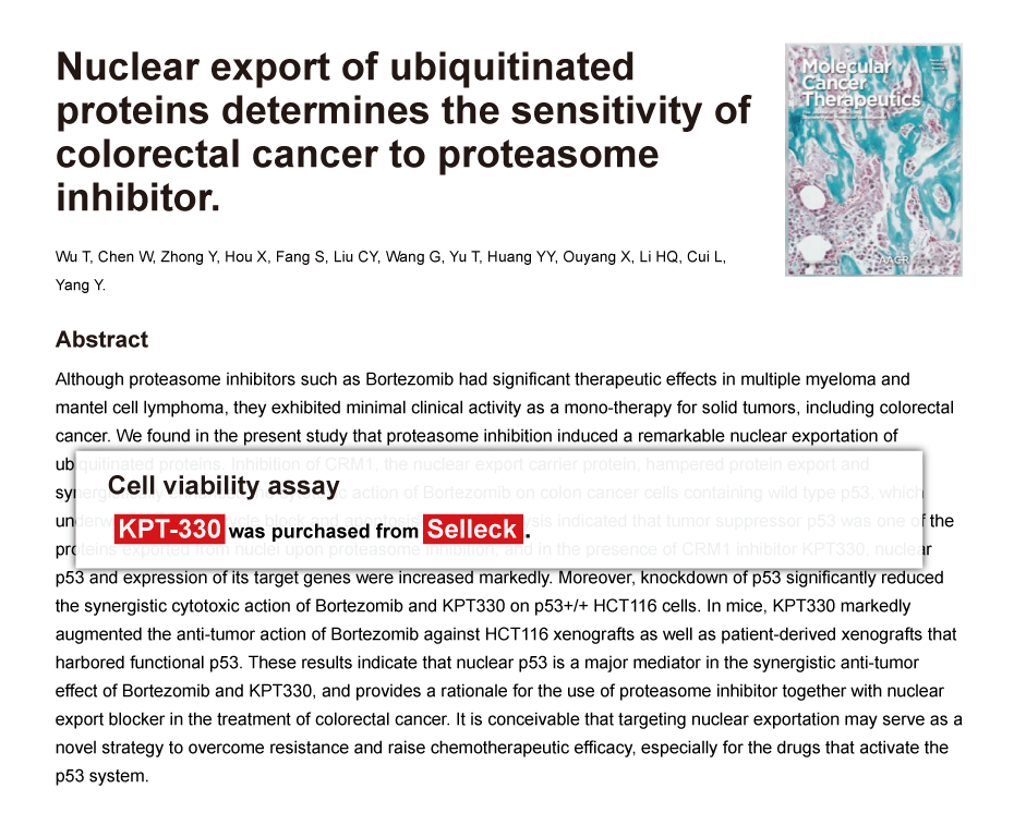 Selinexor (KPT-330) | 购买CRM1 抑制剂 - Selleck