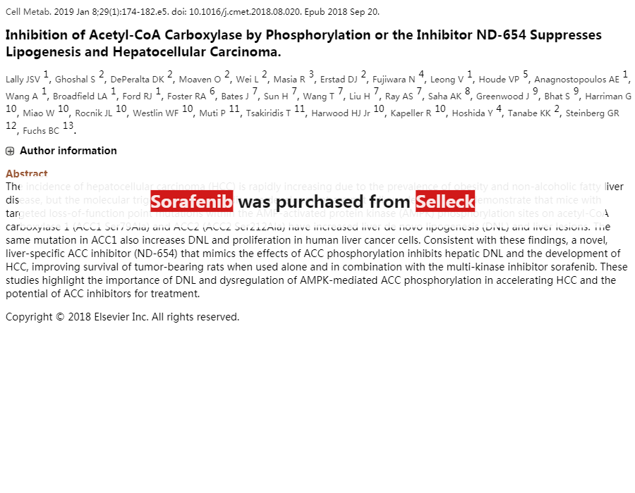 Sorafenib Bay 43 9006 Tosylate 购买raf 抑制剂 Selleck