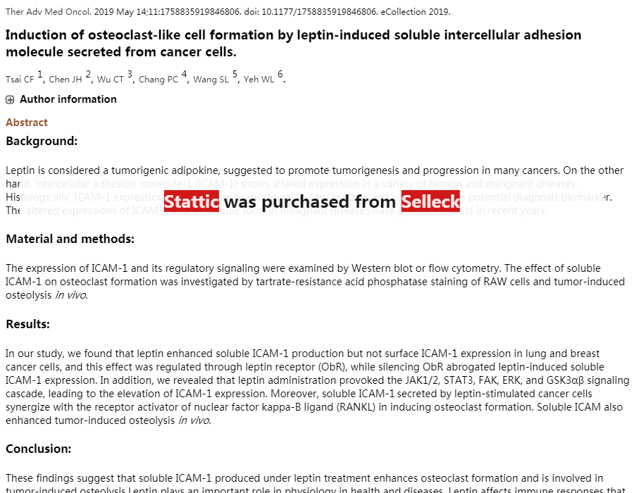 Stattic | 购买STAT 抑制剂 - Selleck