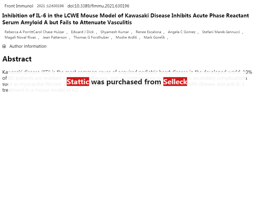 Stattic | 购买STAT 抑制剂 - Selleck