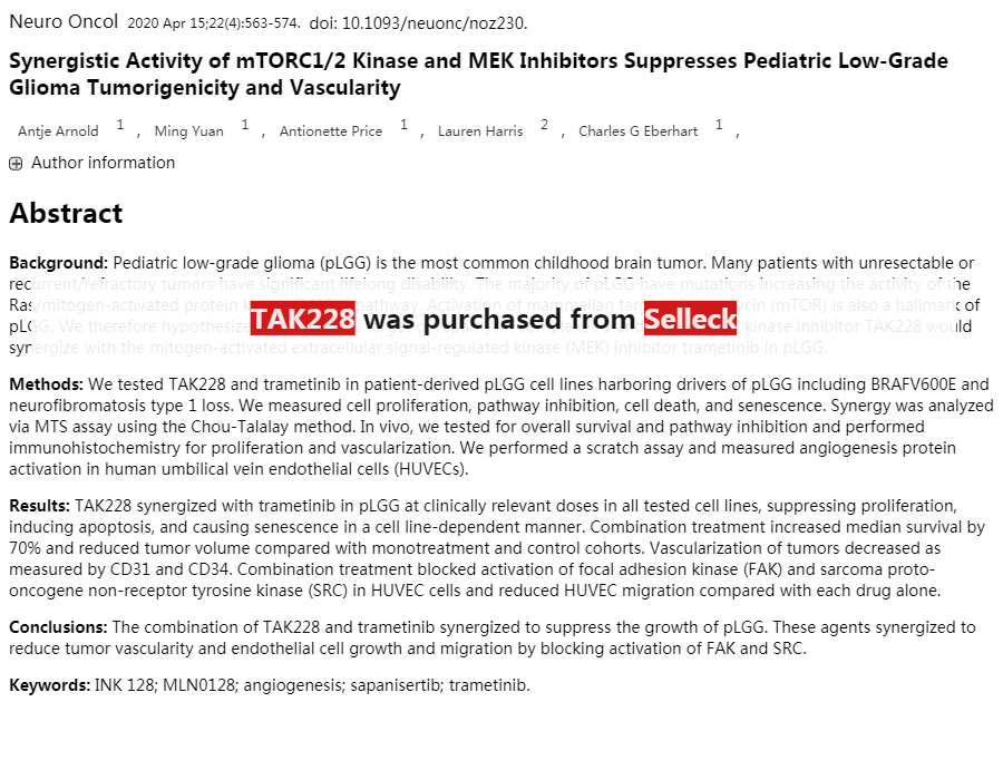 Sapanisertib (MLN0128) | 购买mTOR 抑制剂 - Selleck