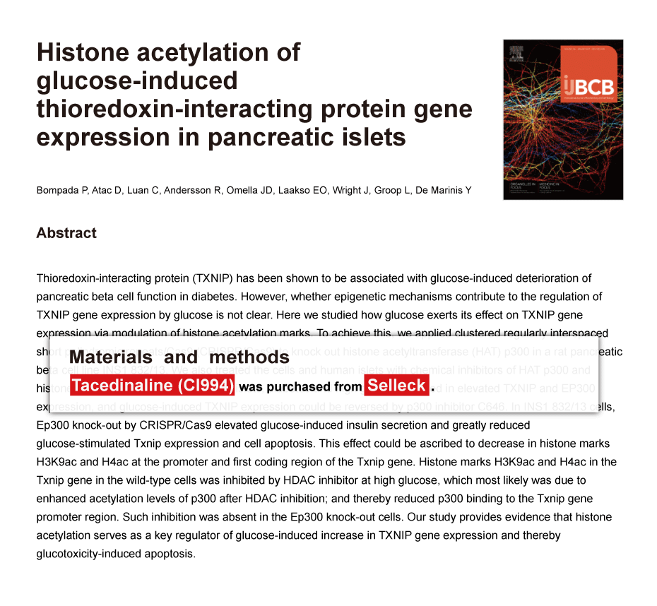 Tacedinaline (CI994) | 购买HDAC 抑制剂 - Selleck
