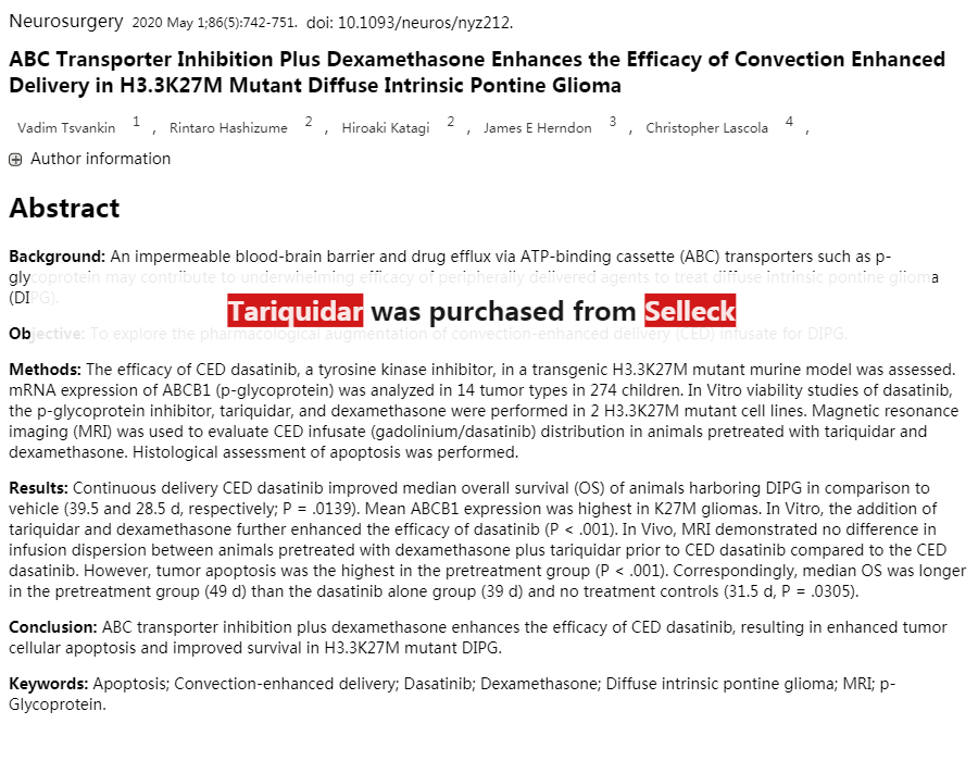Tariquidar (XR9576) | 购买P-gp 抑制剂 - Selleck
