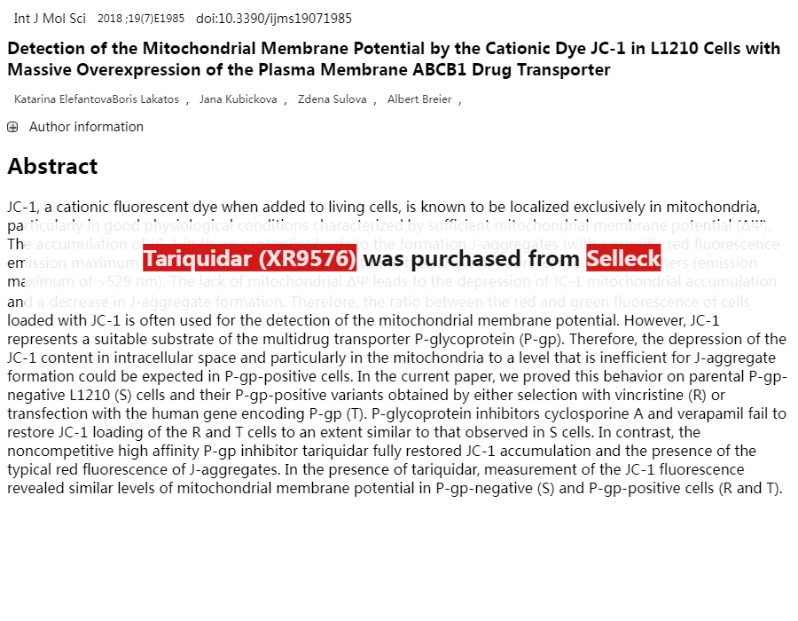 Tariquidar (XR9576) | 购买P-gp 抑制剂 - Selleck