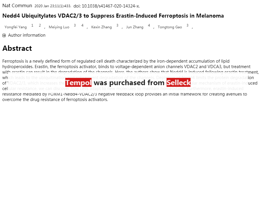 Tempol | Immunology & Inflammation related 抑制剂 | 现货供应 | 美国品牌 | 免费采购电话 ...