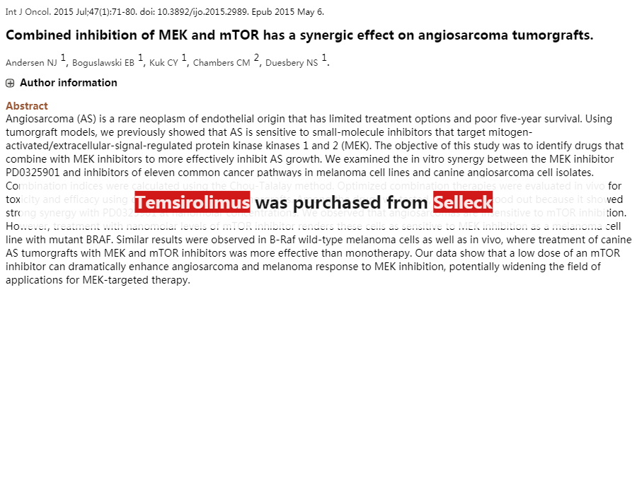 Temsirolimus (CCI-779) | 购买mTOR 抑制剂 - Selleck