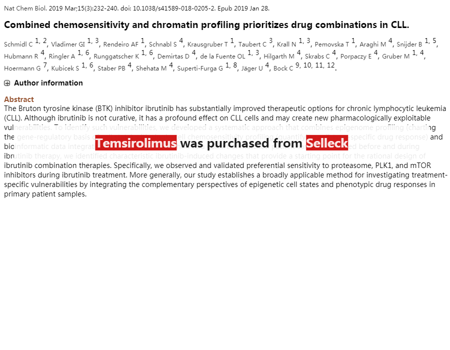 Temsirolimus (CCI-779) | 购买mTOR 抑制剂 - Selleck