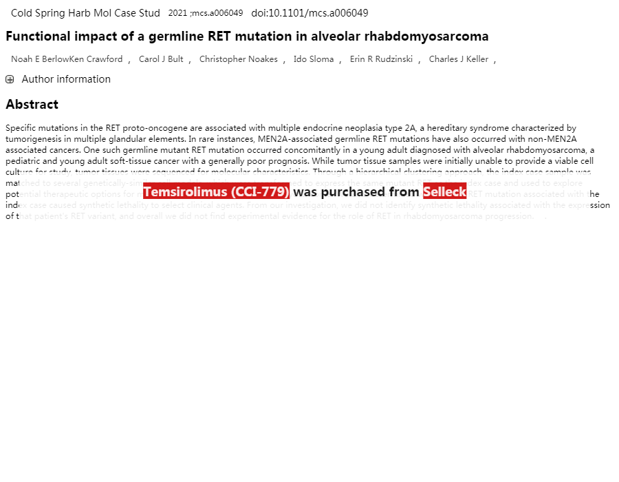 Temsirolimus (CCI-779) | 购买mTOR 抑制剂 - Selleck