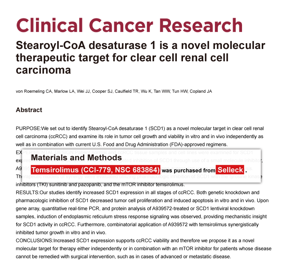 Temsirolimus (CCI-779) | 购买mTOR 抑制剂 - Selleck