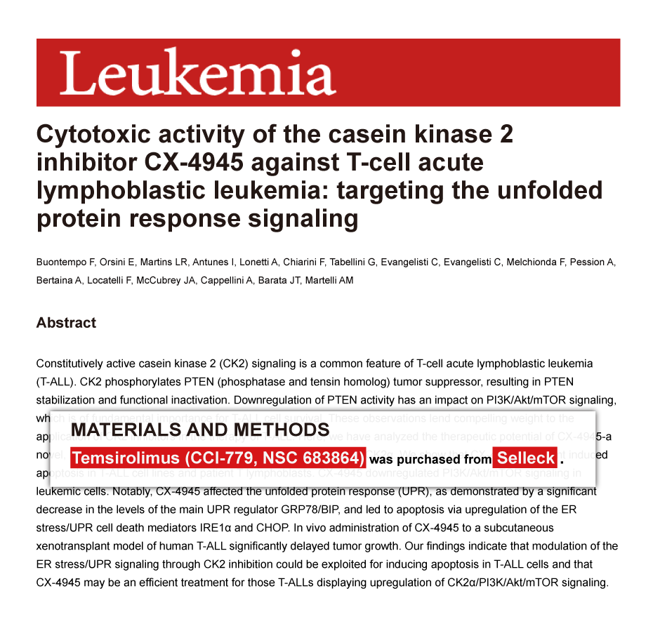 Temsirolimus (CCI-779) | 购买mTOR 抑制剂 - Selleck