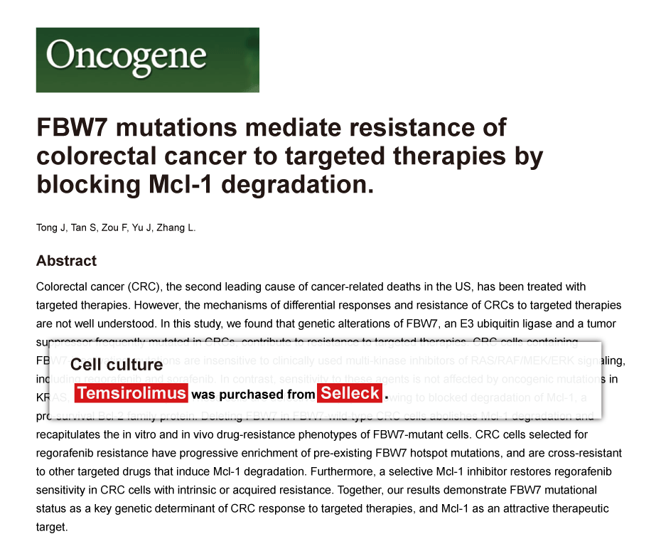 Temsirolimus (CCI-779) | 购买mTOR 抑制剂 - Selleck