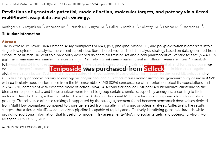 购买Teniposide | Topoisomerase inhibitor | 价格 | IC50 | 只能用于研究