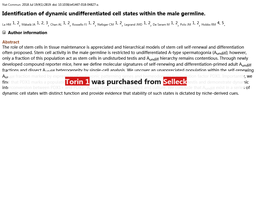 Torin 1 | 购买mTOR 抑制剂 - Selleck