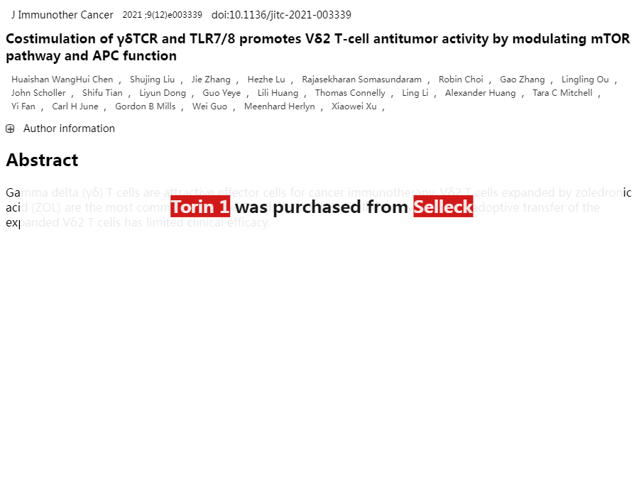 Torin 1 | 购买mTOR 抑制剂 - Selleck