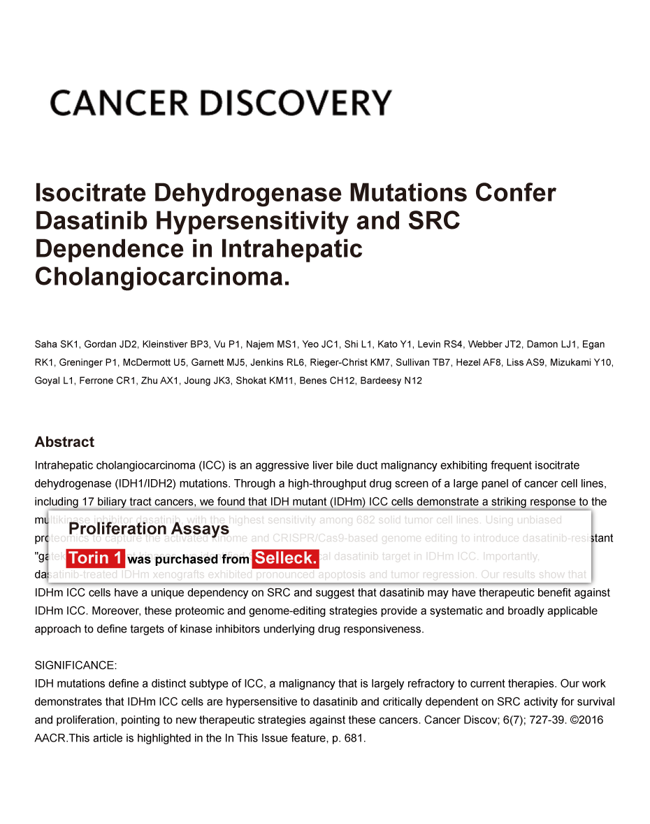 Torin 1 | 购买mTOR 抑制剂 - Selleck