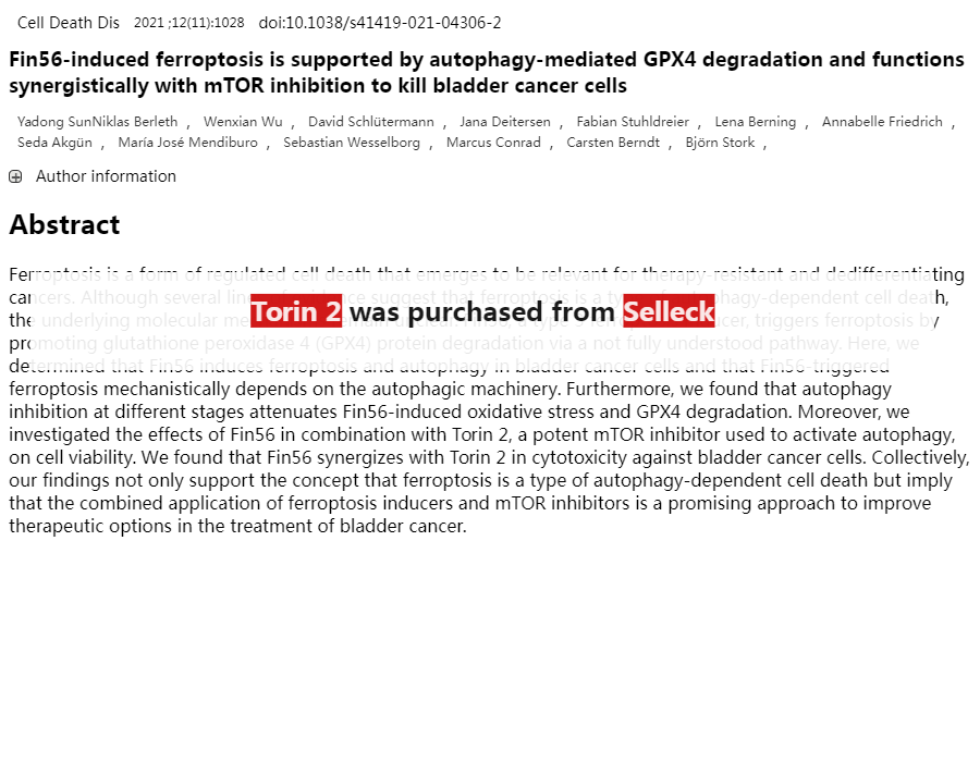 Torin 2 | 购买mTOR 抑制剂 - Selleck