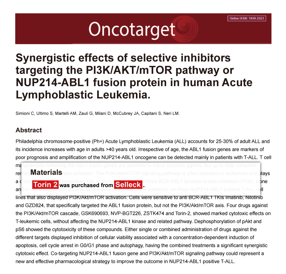 Torin 2 | 购买mTOR 抑制剂 - Selleck