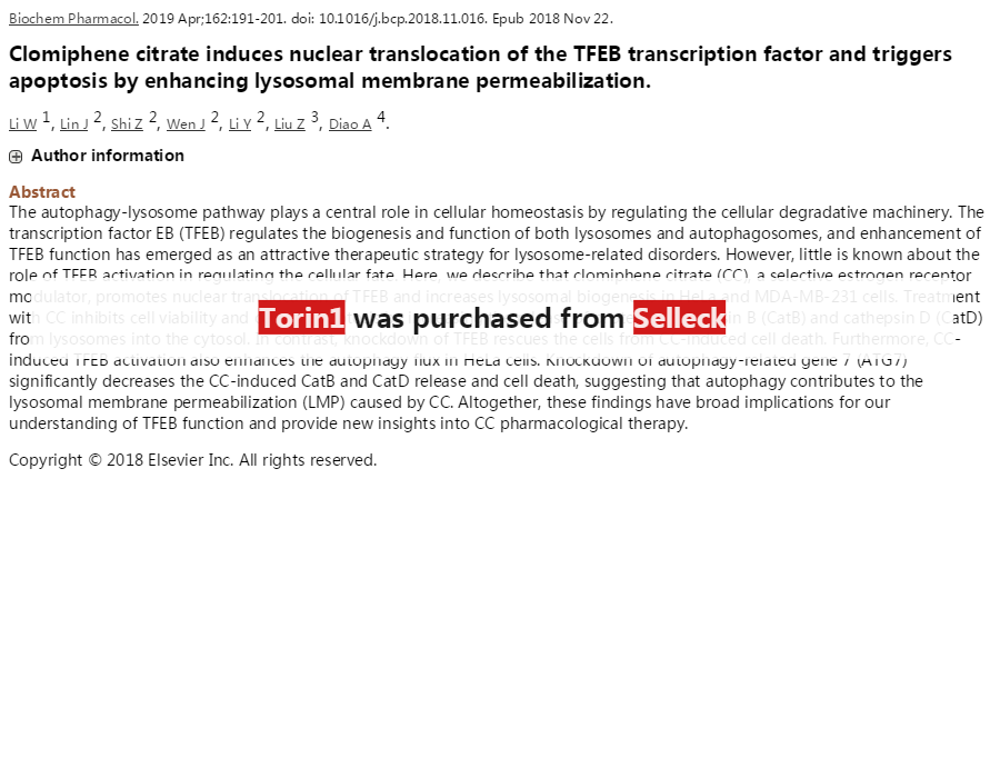 Torin 1 | 购买mTOR 抑制剂 - Selleck