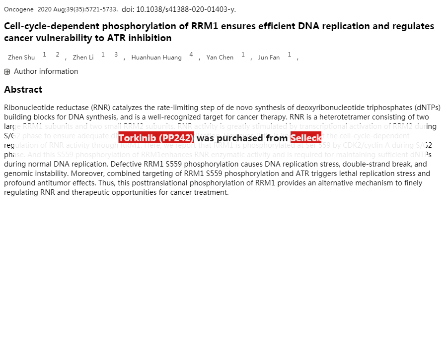 Torkinib (PP242) | 购买mTOR 抑制剂 - Selleck