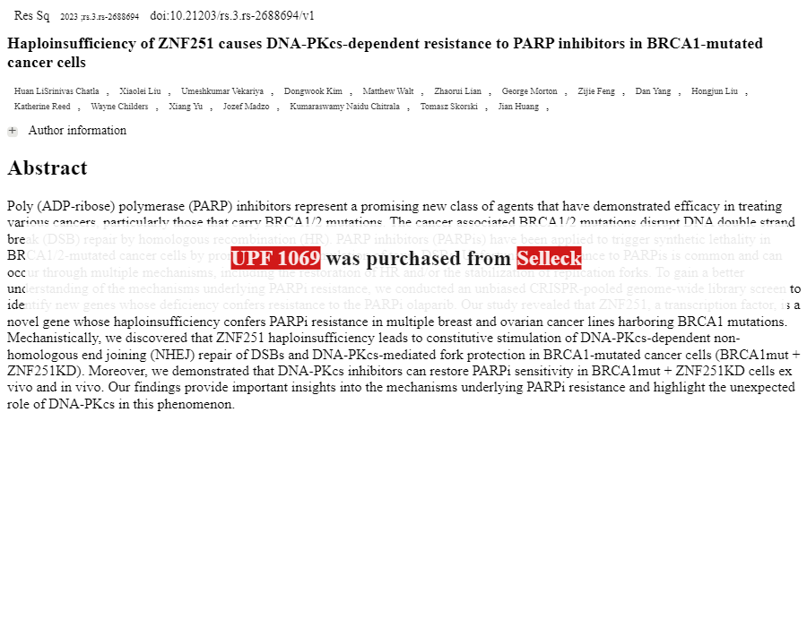 PARP抑制剂 | PARP Inhibitor