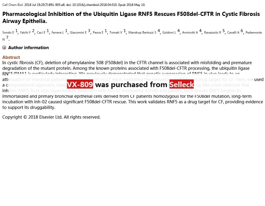 Lumacaftor (VX-809) | 购买CFTR 调节剂 - Selleck