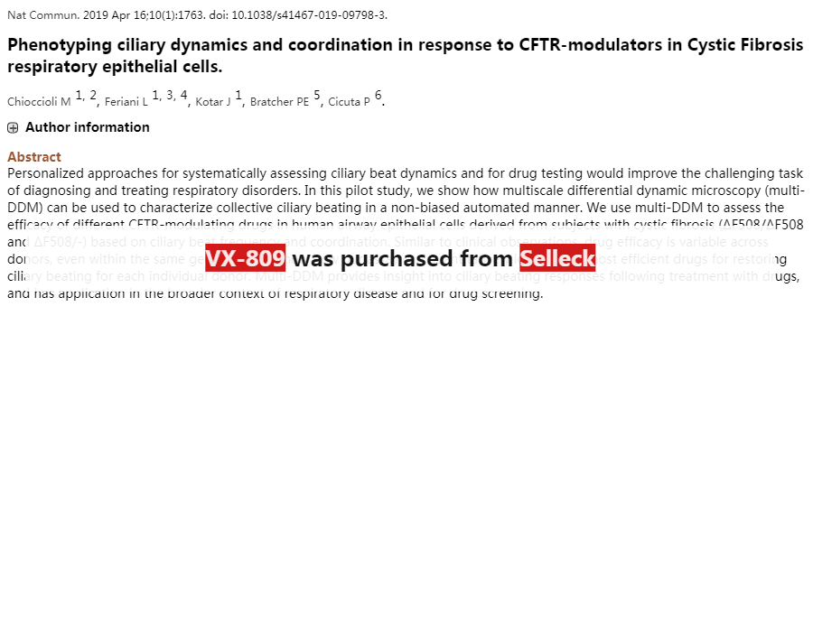 Lumacaftor (VX-809) | 购买CFTR 调节剂 - Selleck
