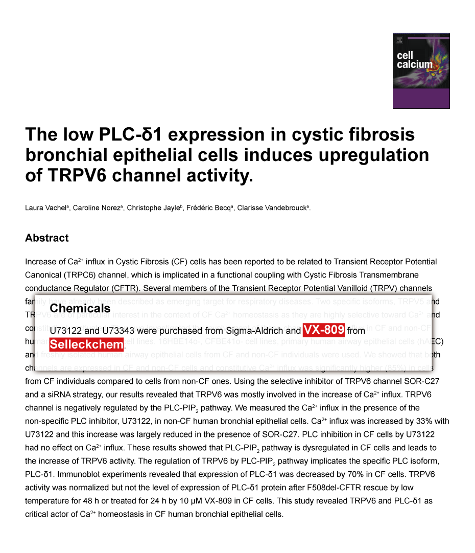 VX-809 (Lumacaftor) | 购买CFTR 调节剂 - Selleck
