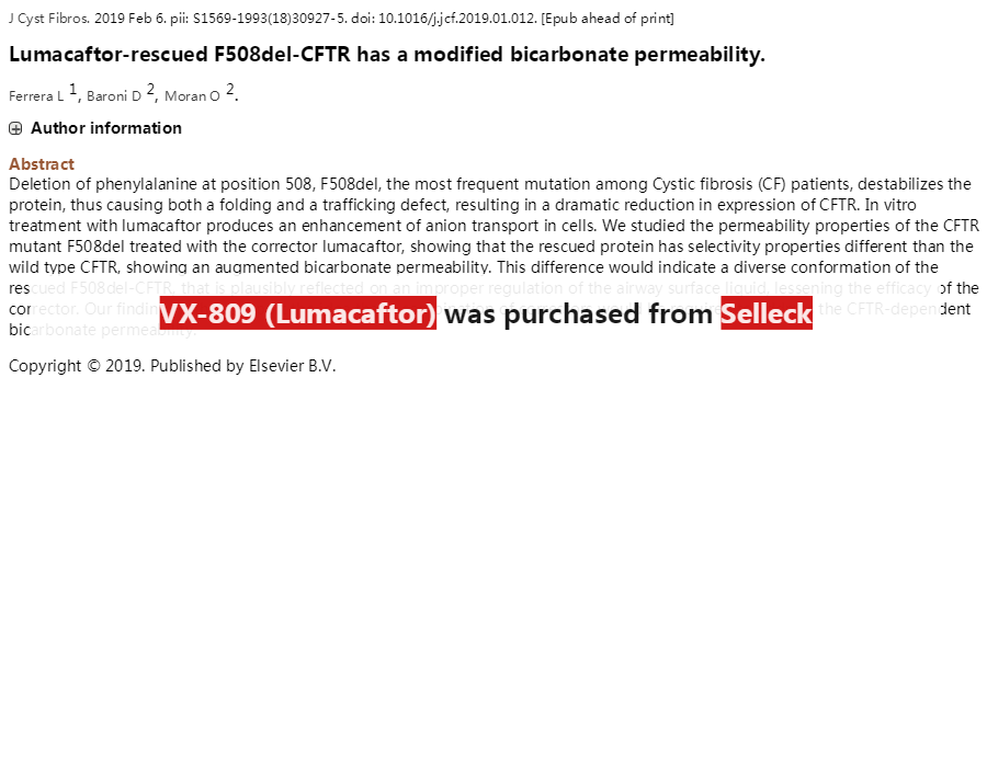 Lumacaftor (VX-809) | 购买CFTR 调节剂 - Selleck
