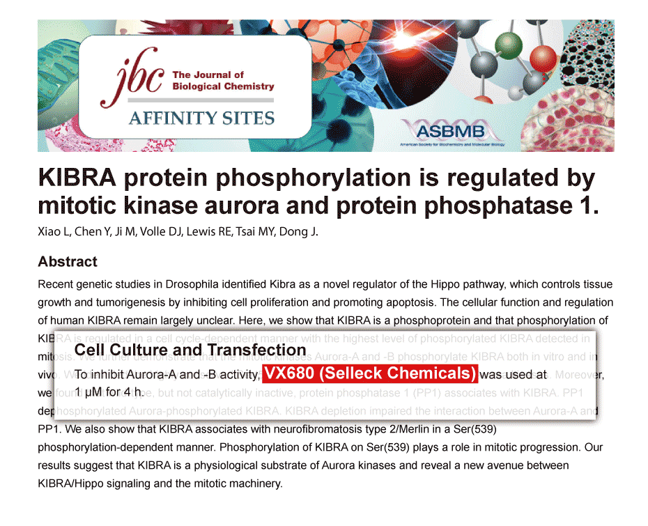 Tozasertib (VX-680, MK-0457) | 购买Aurora Kinase 抑制剂 - Selleck