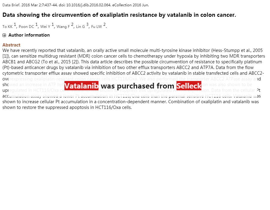 Vatalanib (PTK787) 2HCl | 购买VEGFR 抑制剂 - Selleck