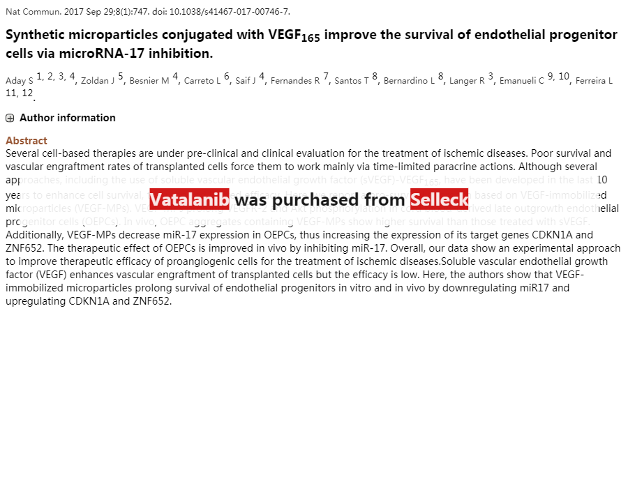 Vatalanib (PTK787) 2HCl | 购买VEGFR 抑制剂 - Selleck