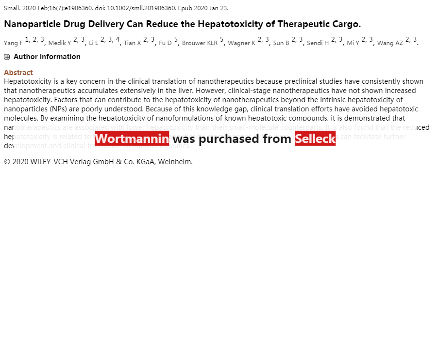 Wortmannin | PI3K 抑制剂 | 现货供应 | 美国品牌 | 免费采购电话400-668-6834
