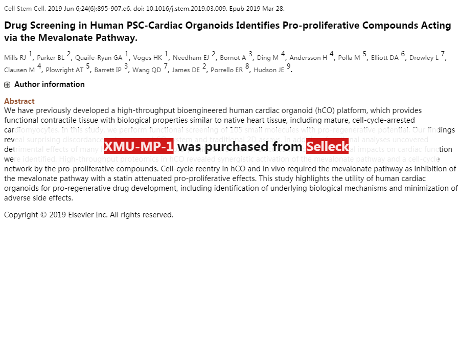 XMU-MP-1 | MST 抑制剂 | 现货供应 | 美国品牌 | 免费采购电话400-668-6834